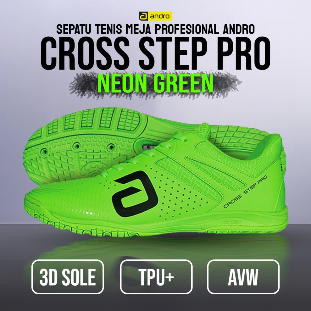 Original Andro Cross Step Pro Neon Green Table Tennis Pingpong Shoes ...