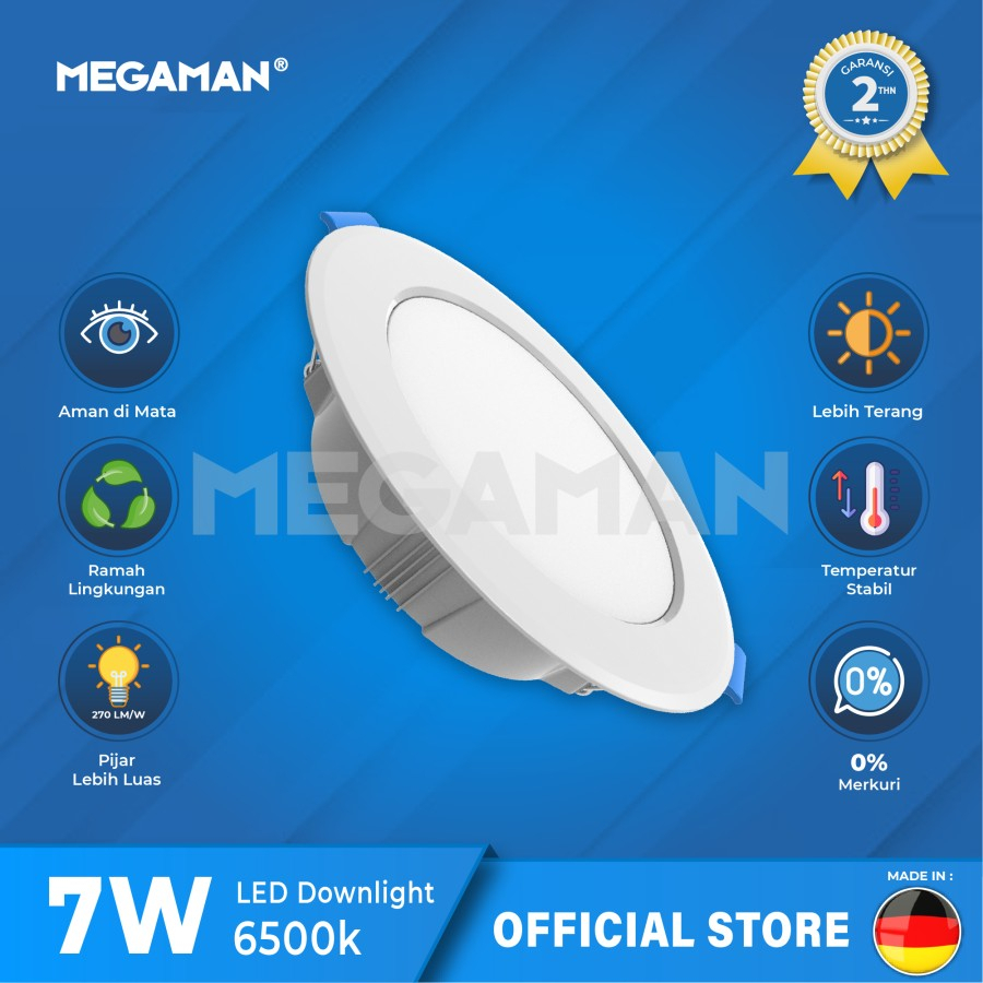 PUTIH Megaman WHITE 7W 6500K DOWNLIGHT LED LAMP | Shopee Malaysia