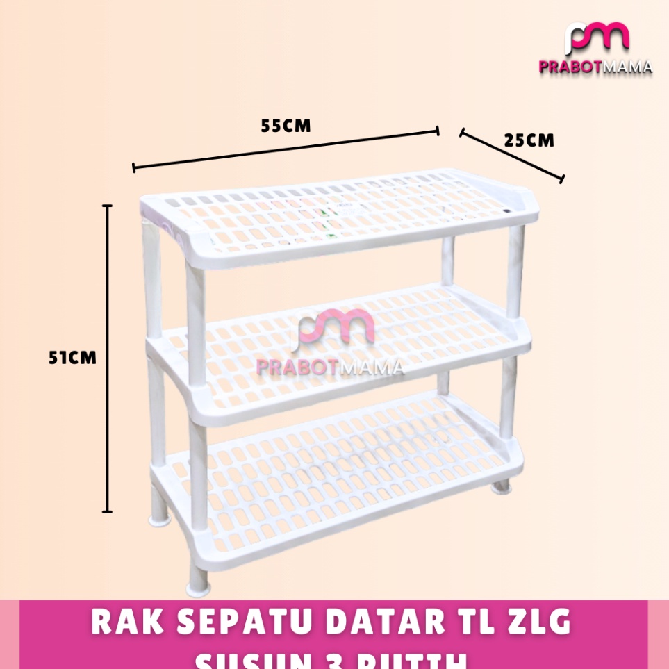 PUTIH Code S5S Shoe Rack Stacking 3 White Shoe Rack Slanted Shoe Rack ...