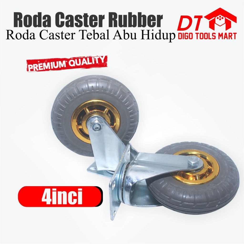 DIGO 4 Inch Gray Rubber Trolley Caster Wheels Life Thick Trolley Caster ...