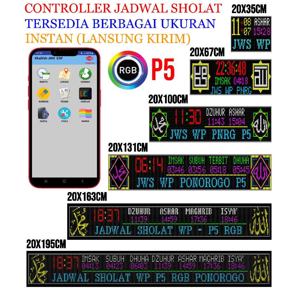 Jws KHALIFAH P5 RGB FULL COLOR Controller / Prayer Schedule Controller ...