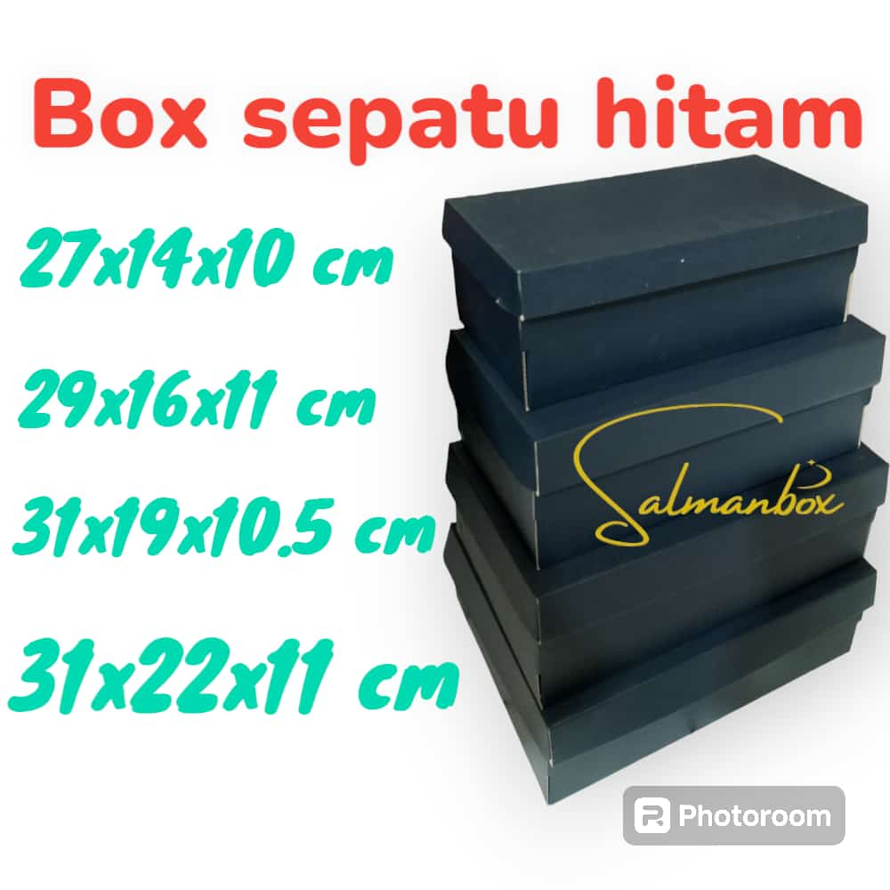 HITAM Plain BLACK SHOE BOX SIZE 31X22X11 CM/JUMBO BLACK SHOE BOX/BLACK ...