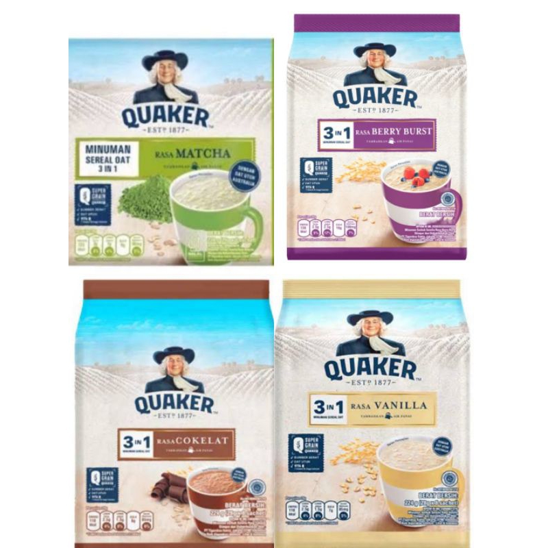 Quaker 3in1 Cereal Drink contains 8 sachets Chocolate Vanilla Berry ...