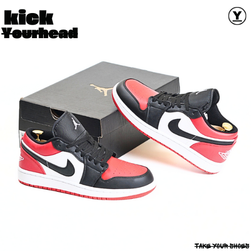 Aj 1 Low Bred Toe Red Sneakers | Shopee Malaysia