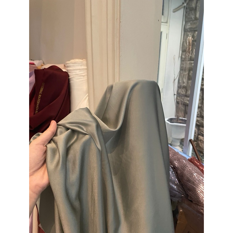 Original Maxmaraa Silk satin Fabric, Ash Sage Green Color | Shopee Malaysia