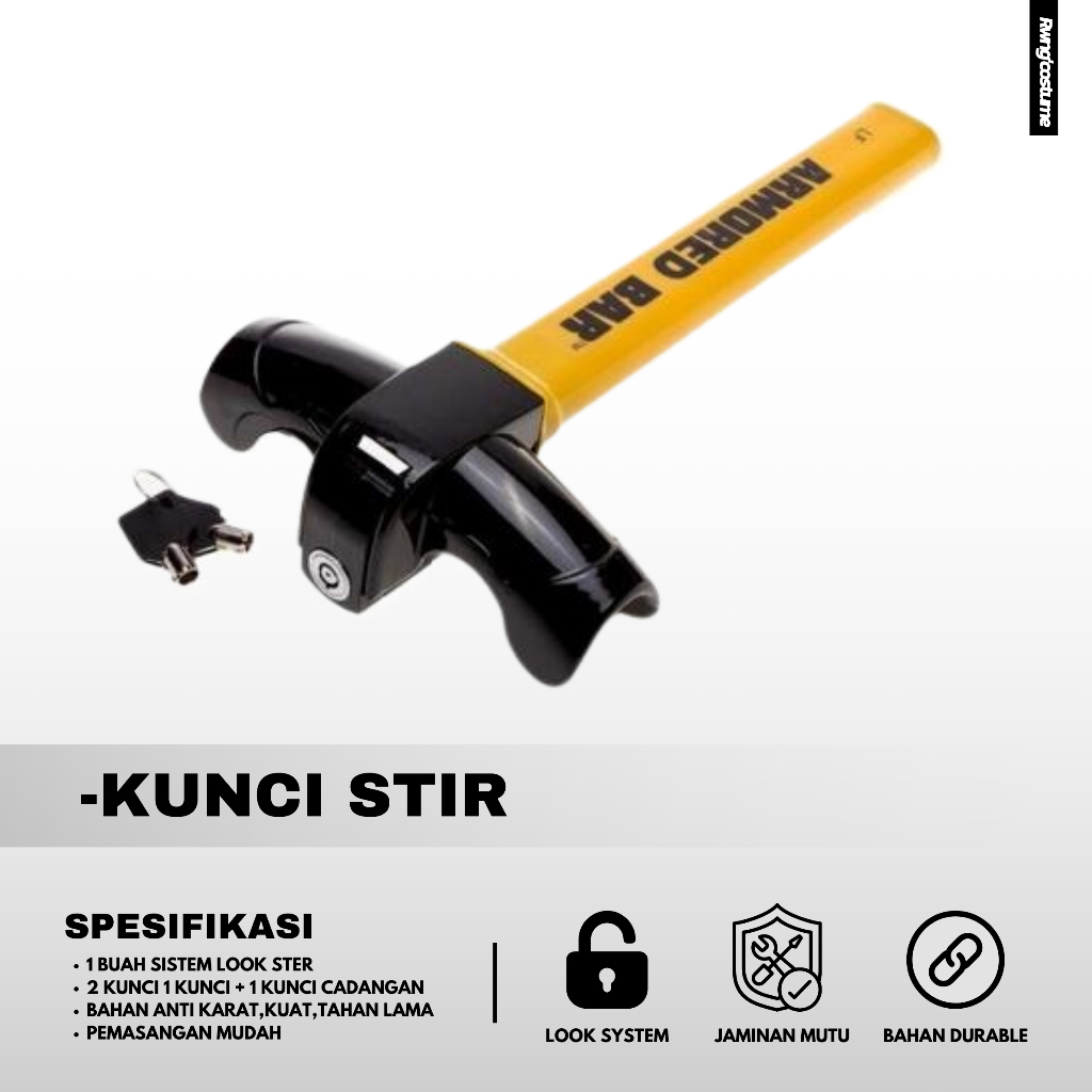 Ov STEER Lock/T Armored Bar Steering Lock Mr Safe Strong And Sturdy ...