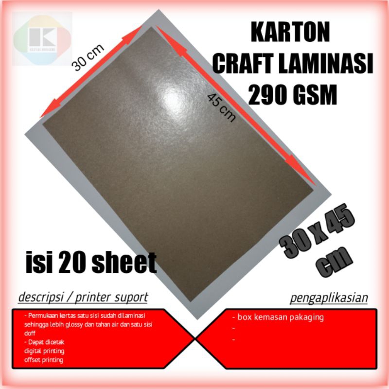 290 gsm laminated craft cardboard paper measuring 30 x 45 cm contains ...