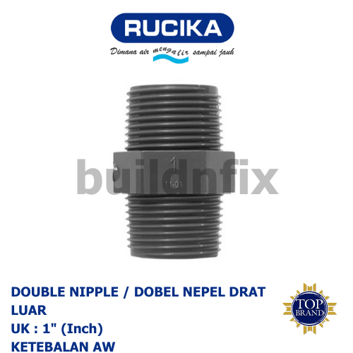 RUCIKA DOUBLE NIPPLE / DOUBLE NEPEL OUTER DRAT PVC 1" AW (THICK ...