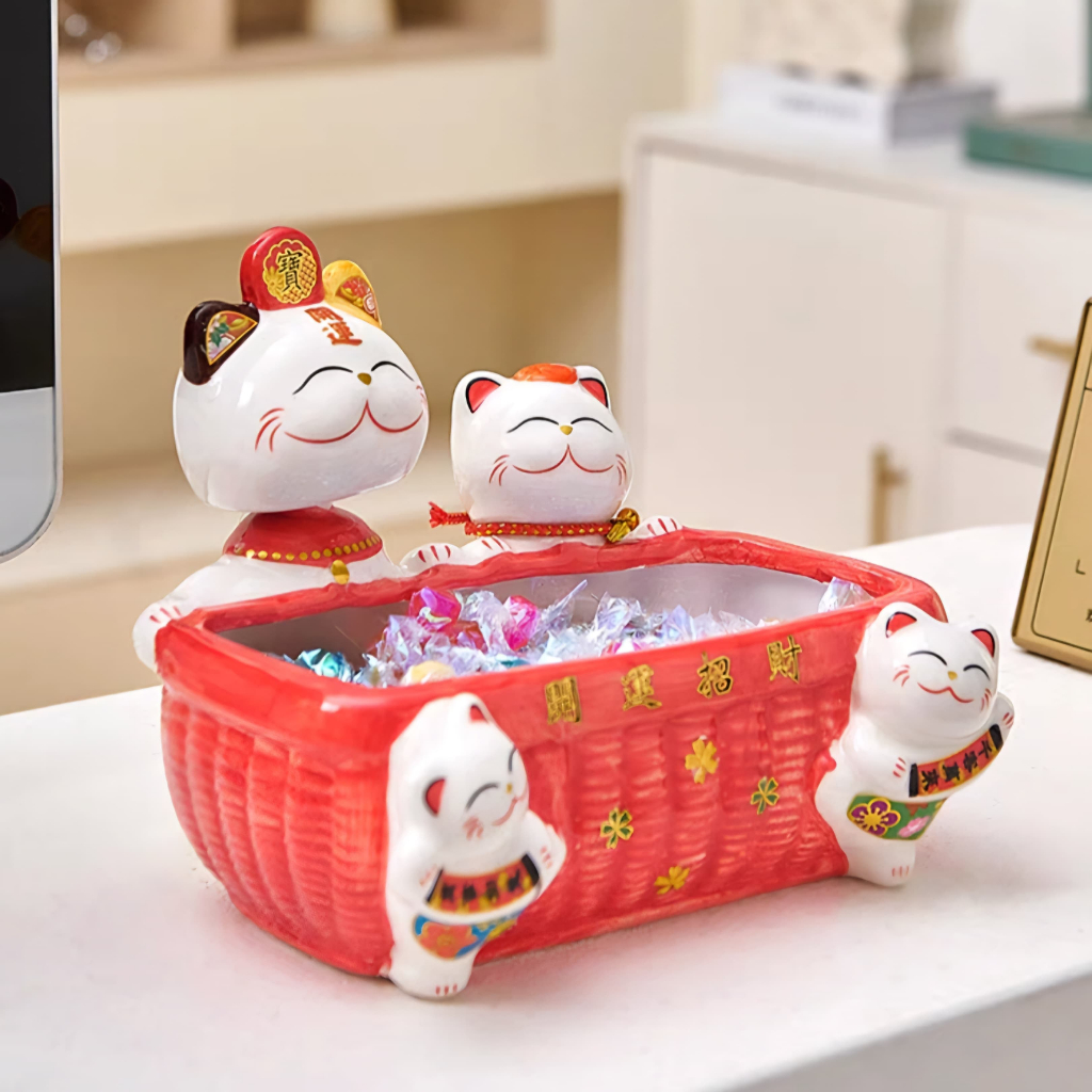 Candy holder/lucky cat/lucky cat/candy container/lucky display ...