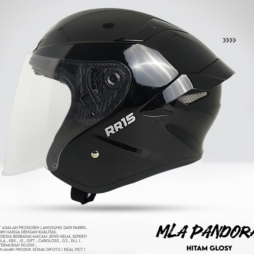 Half Face Helmet | Mla NSR25 BLACK DOF Clear VISOR Glass | Original SNI ...