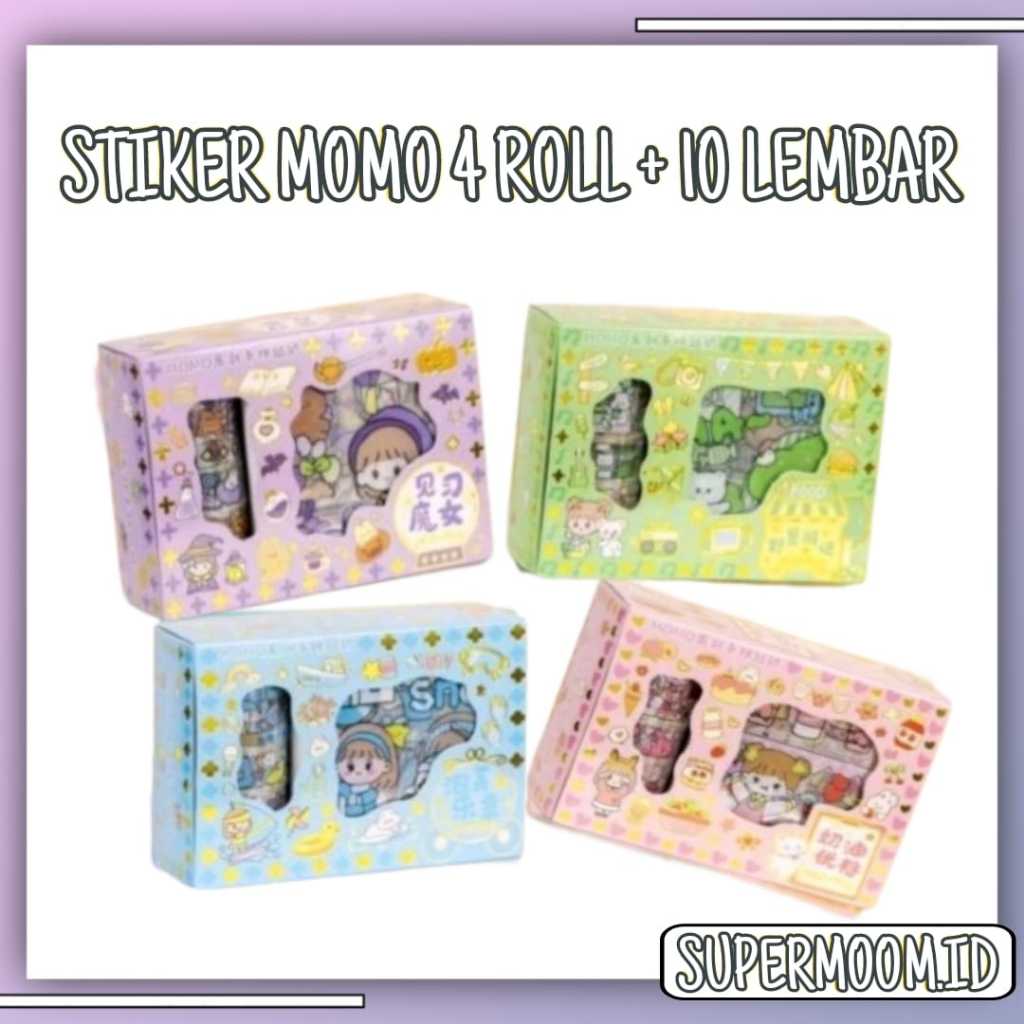 Momo Stickers 4 Rolls + 10 Sheets Set Box Different Motifs DIY Phone ...
