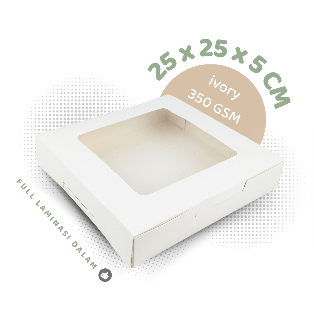 PUTIH Ivory 25 25 5cm Laminate Window Box Pizza Brownies Cake Cake ...
