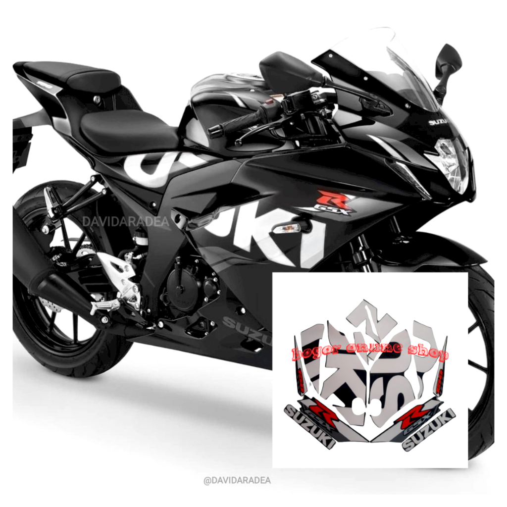 PUTIH HITAM Gsx 150r 2016 Black-White Motorcycle striping Sticker ...