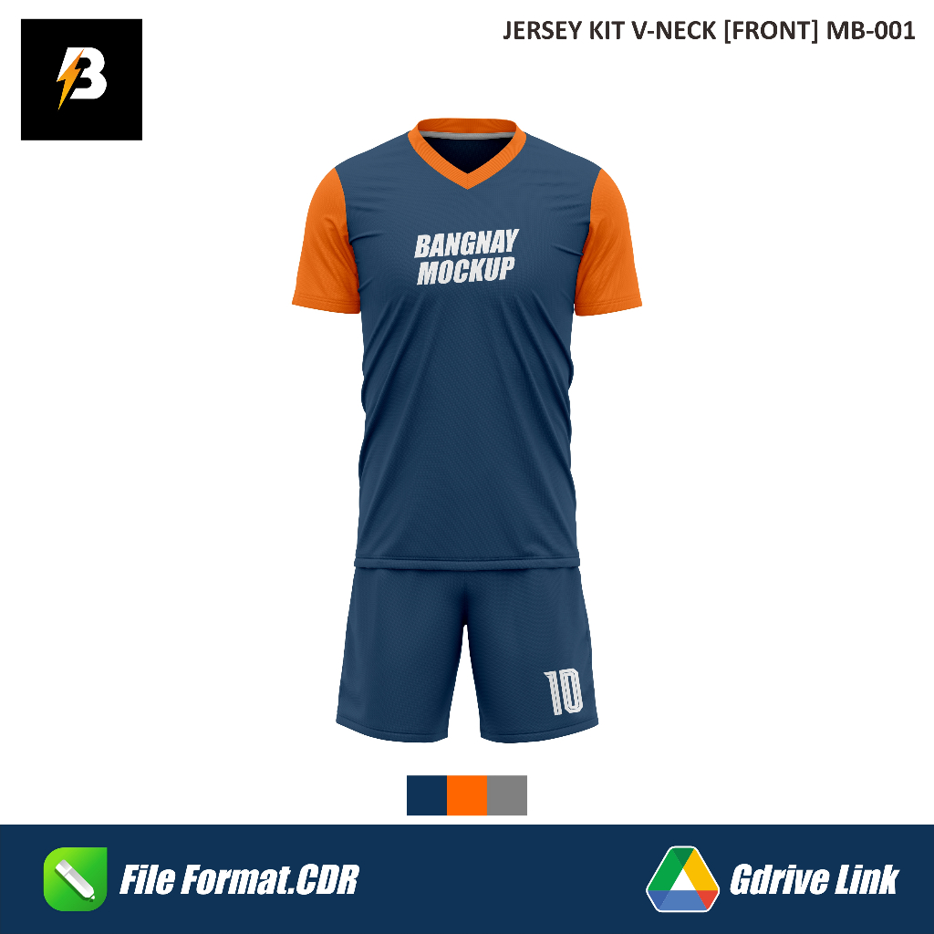 Mockup DESIGN JERSEY KIT V-NECK (RONT) - CORELDRAW FILE CDR (DIGITAL ...