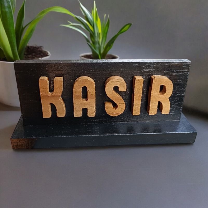 KAYU Woodengrade Cashier Table Board Original Teak Wood Nameplate ...