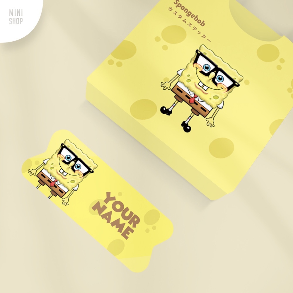 Spongebob Custom Name Sticker Waterproof | Shopee Malaysia