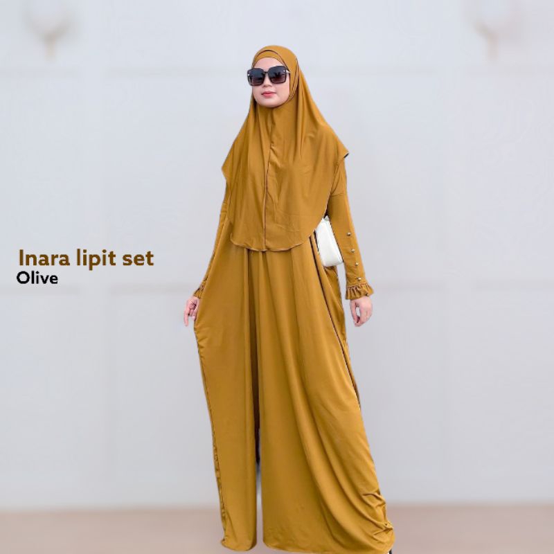Inara Pleated set gamis jersey free Veil premium gamis Latest model ...