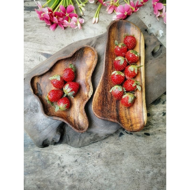 KAYU Rustic Mini Wooden Plate Teak Wood | Shopee Malaysia