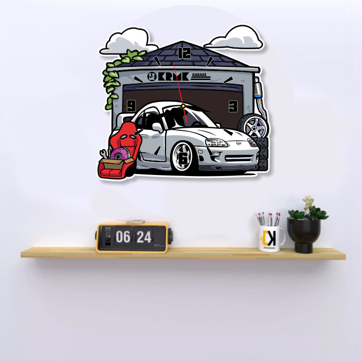 KRMK Wall Clock TOYOTA SUPRA MK4 WHITE JDM LEGEND CARTOON Automotive ...