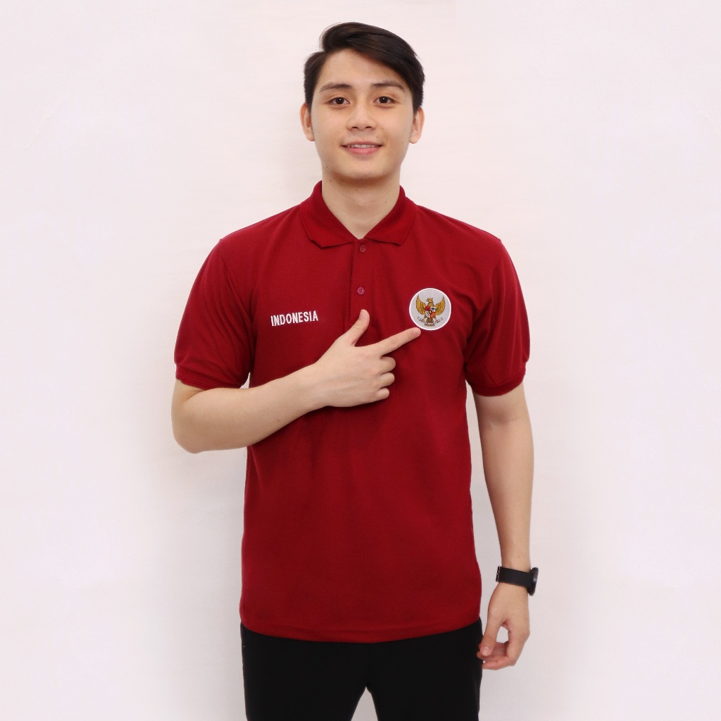 - Kaos polo shirt distro logo Embroidery Garuda Indonesia | Men's Short ...