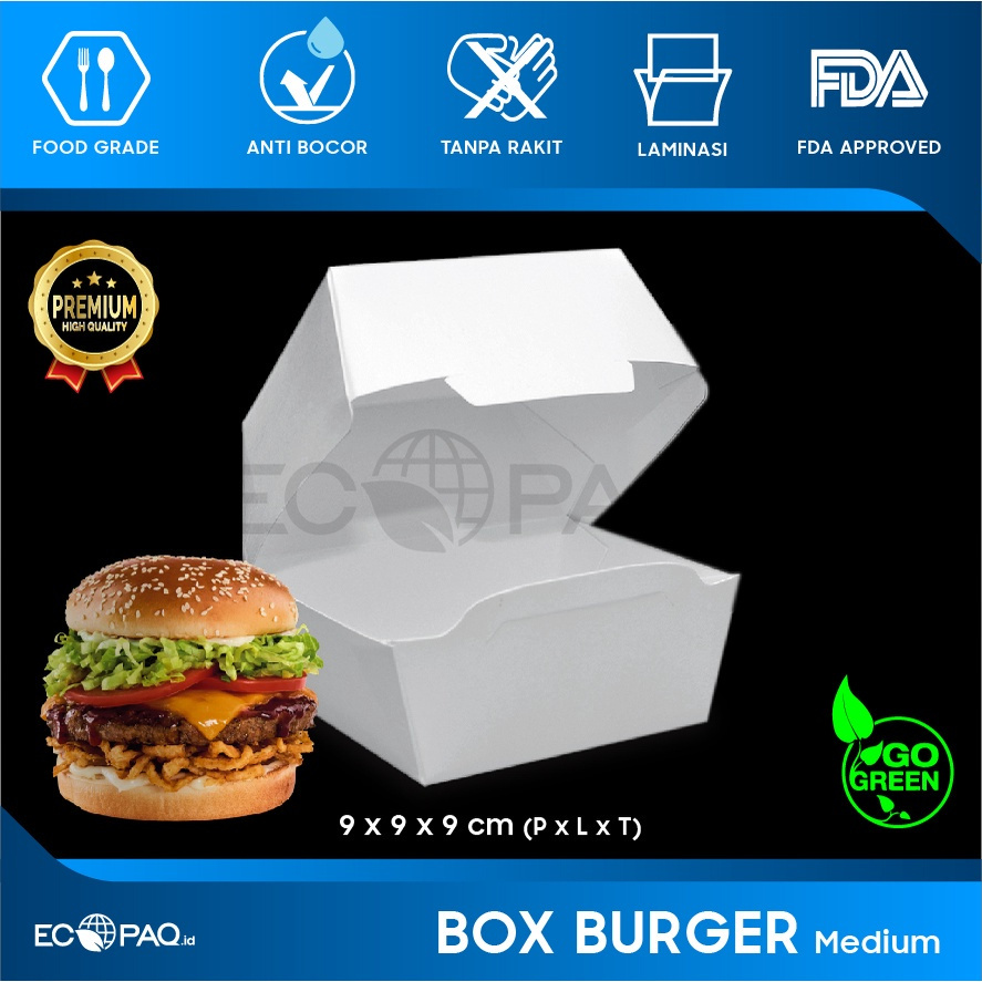PUTIH Burger Box - Burger Box - Burger Box - WHITE-M (50 pcs) | Shopee ...