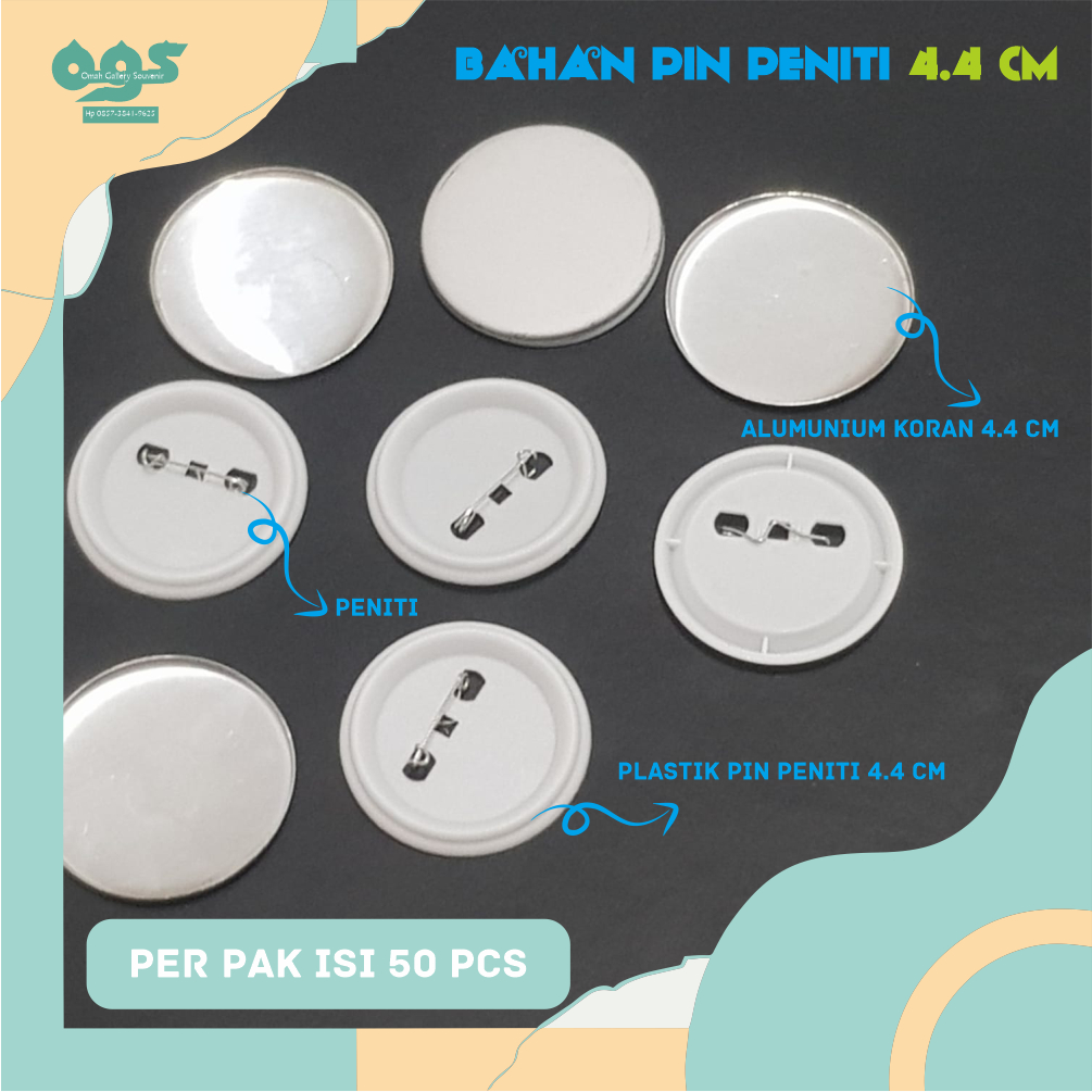 Pin material 44 mm / 4.4 cm Pin + newspaper aluminum per pack of 50 pcs ...