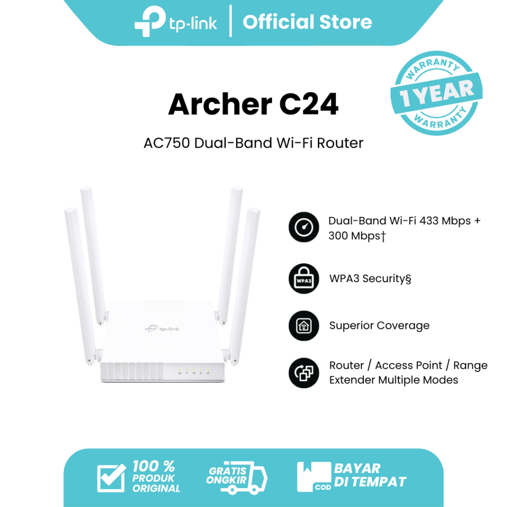 Tp-link Archer C24 AC750 Dual-Band Wi-Fi Router High Speed Wi-Fi | Shopee Malaysia