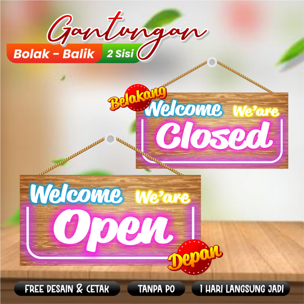 GANTUNGAN Fast Process - Open Closed Sign Hanger, Open and close ...