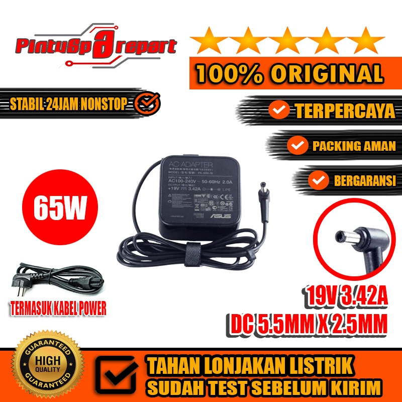 (GENUINE Adp-65gd-b) ORIGINAL ASUS LAPTOP CHARGER ADAPTER (+19V 3.42A 65W DC 5.5MM*2.5MM ...