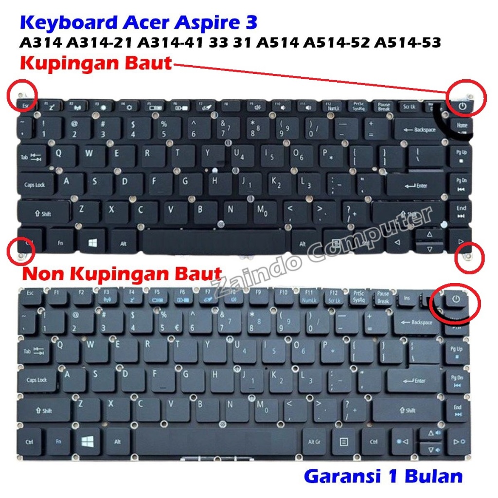 ASPIRE ACER KEYBOARD 3 A314 A314-21 A314-31 A314-32 A314-41 A514-53 1 MONTH WARRANTY | Shopee ...