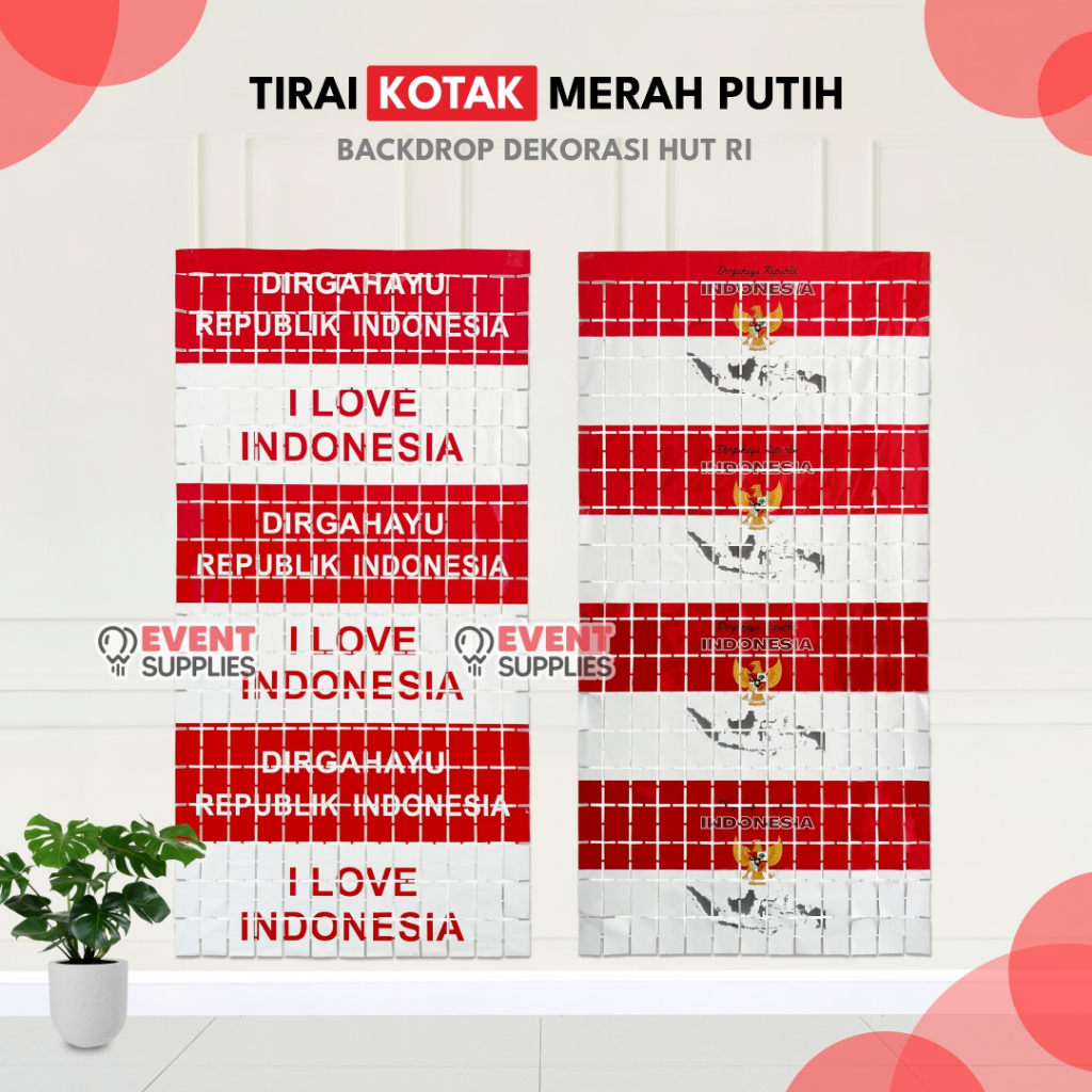 PUTIH MERAH Foil Curtain Box Motif Independence Map Of Indonesian ...
