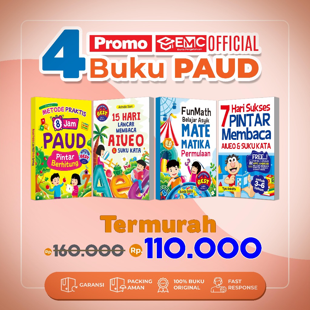 Package of 4 PAUD Books Practical Methods 8 Hours PAUD Smart Counting ...