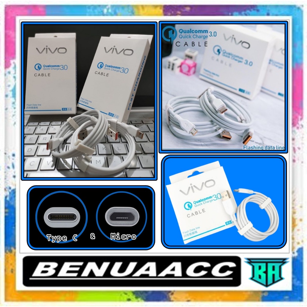(ba) Vivo QUALCOM 3.0A DATA Cable ORIGINAL MICRO & Type C | Shopee Malaysia