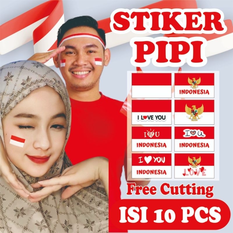 MERAH PUTIH Red And White Sticker For 10pcs Cheeks/Flag Cheek Stickers ...