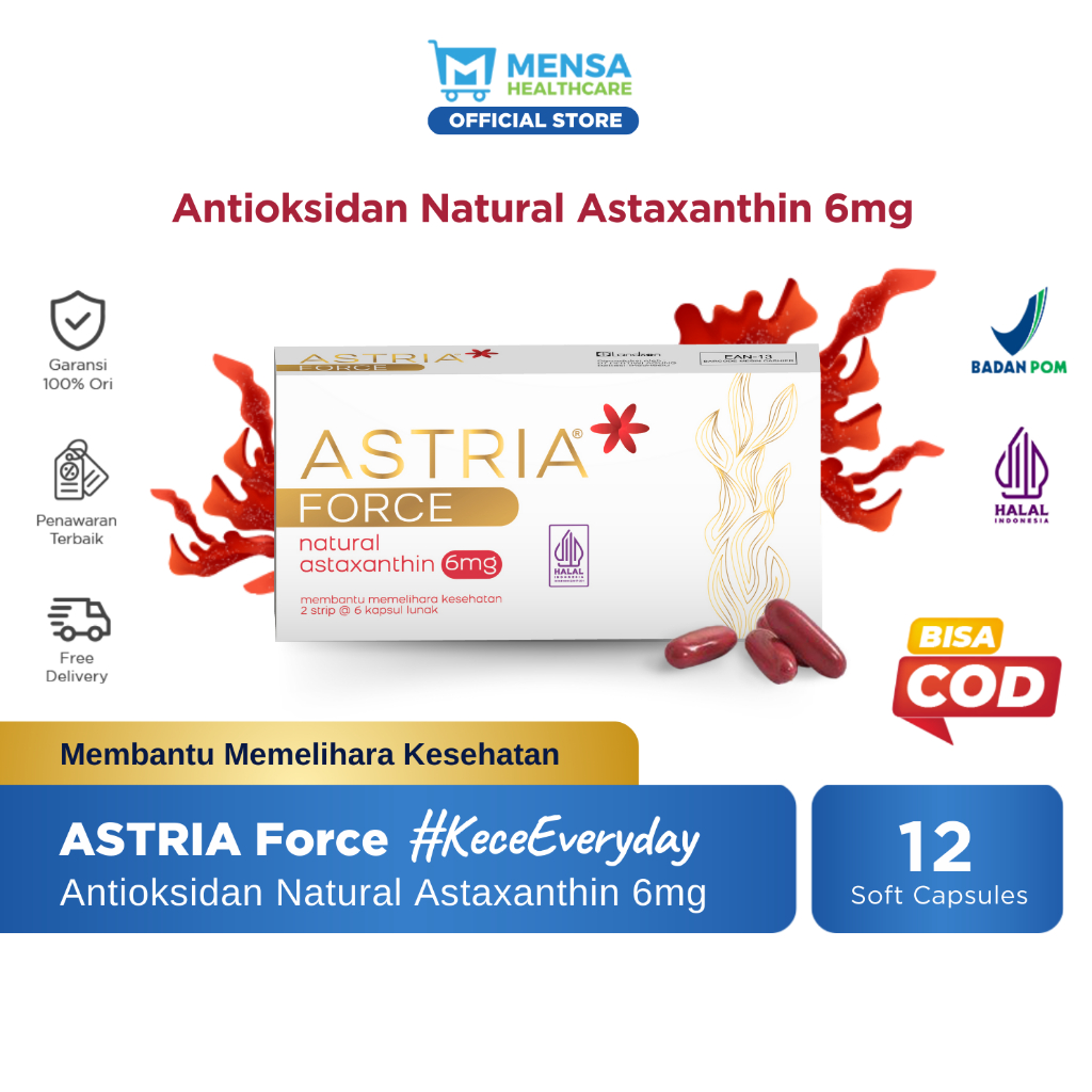 Astria Force Natural Antioxidant Supplement Astaxanthin 6mg 1 Pack x 12 ...