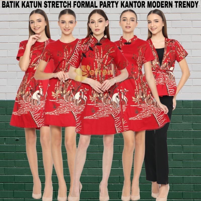 Batik DRESS VN996 / OFFICE BATIK DRESS / BATIK UNIFORM 205 | Shopee ...