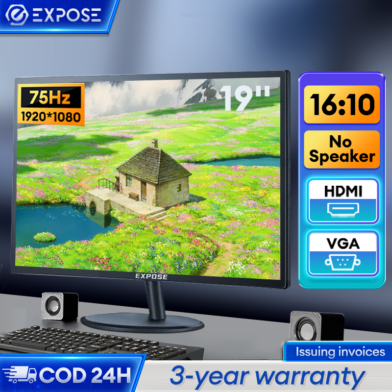 Pc Monitor 19 inch Monitor Built-In Speaker 1080P 75HZ Gaming Monitor ...