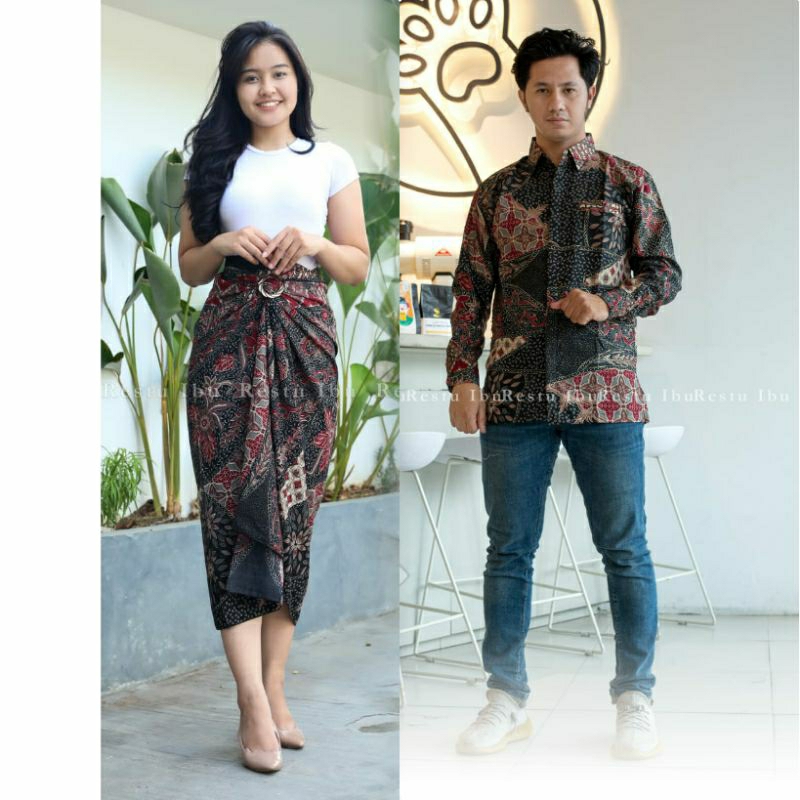 KEMEJA Couple batik wrap skirt long sleeve men's shirt graduation batik ...