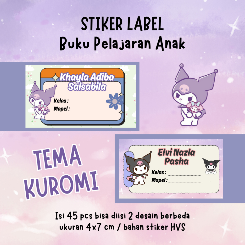 Kuromi Theme Stickers/Children's Textbook Stickers/Custom Name Stickers ...