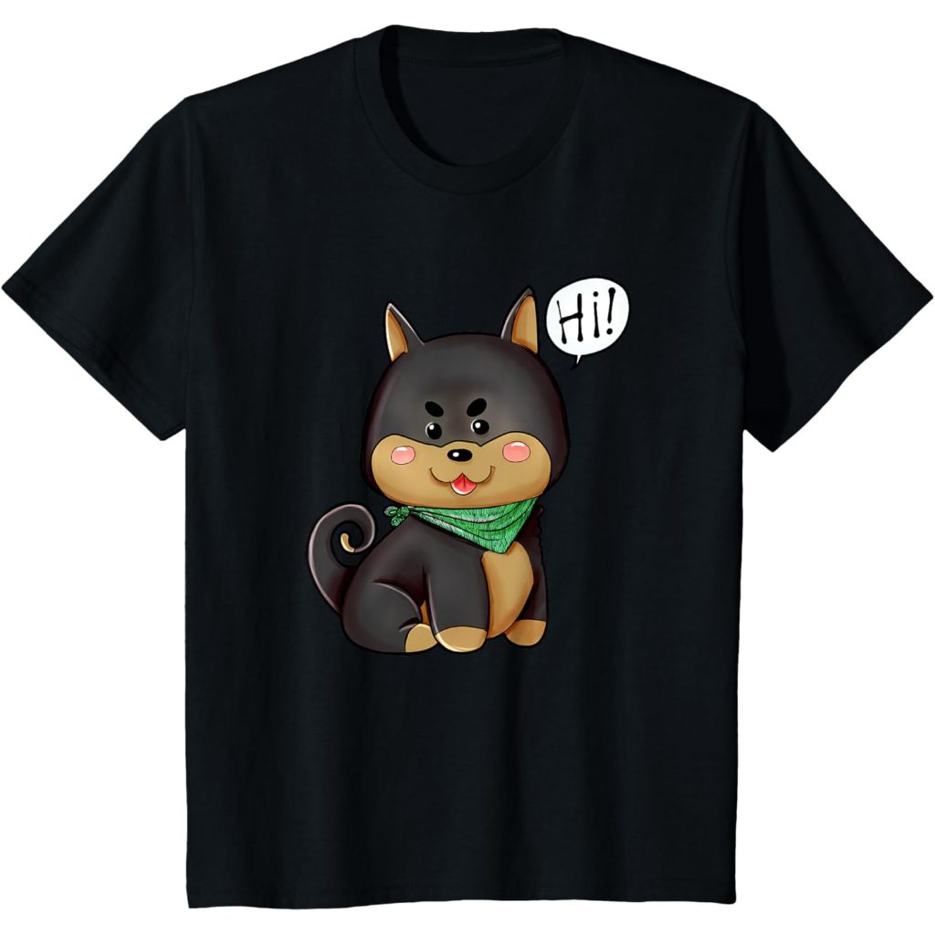 Children's T-Shirt Chibi Kawaii Doberman Dog Say Hi T-Shirt | Shopee ...