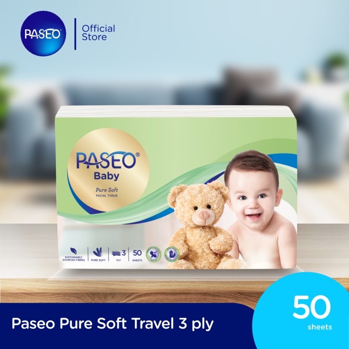 Paseo Baby Tissue Baby Travel Pack 50 Sheets/Baby Dry Tissue/Tissue ...