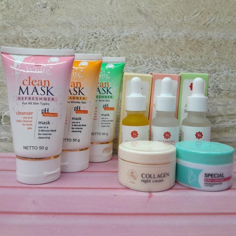 Package 4in1 viva cosmetics cream day+night+clean mask+serum original ...