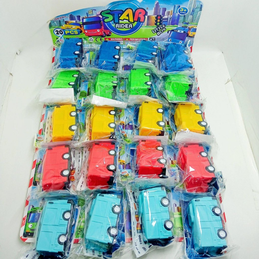HIJAU MERAH Plain mini bus + DIY pull back Sticker RETAIL UNIT cute ...