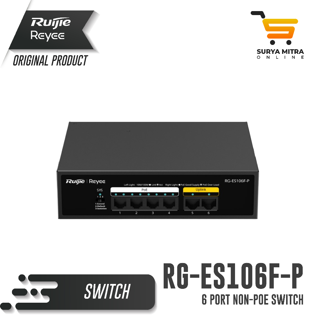 Ruijie Reyee 6 (4+2P) Ports Unmanaged PoE Switch RG-ES106F-P Gigabit ...