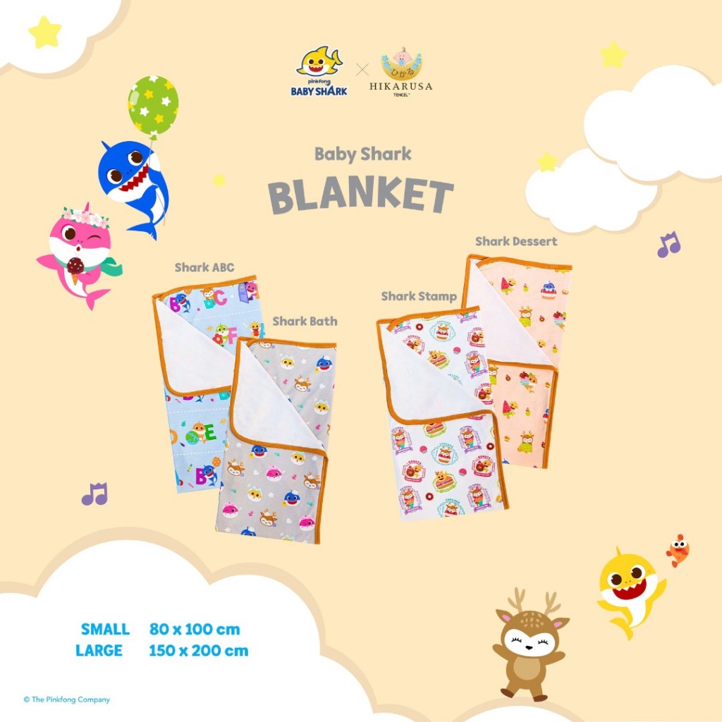Blanket x Baby Shark Children And Adults All Motif Deer mushroom Swim ...