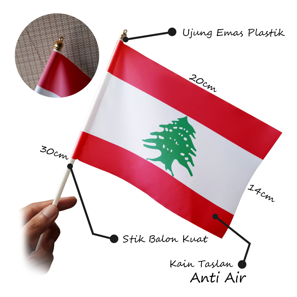 Lebanese State Hand Flag - Small Mini Parade Stick Flag Taslan Material ...