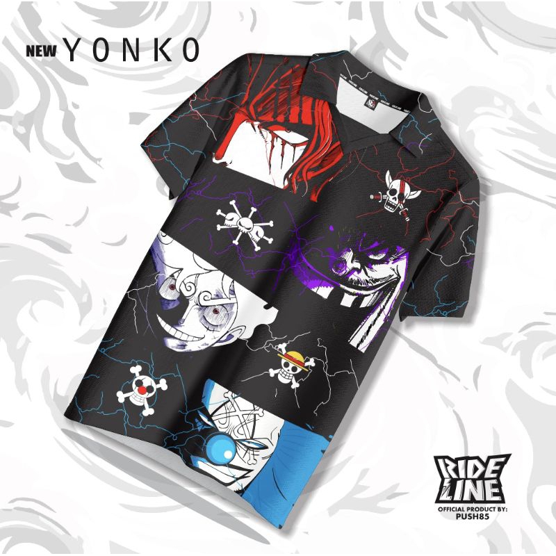 One piece retro anime jersey t-shirt - new yonko shanks luffy kurohige ...