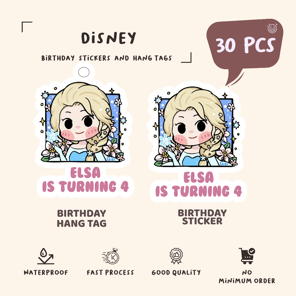 (30pcs)Birthday Hang tag Labels/DISNEY Windows/Funny Print Birthday ...