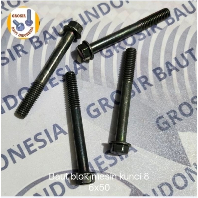 MESIN HIJAU Engine Block Bolts 6x50 Key 8 Green Color (20pcs Package ...