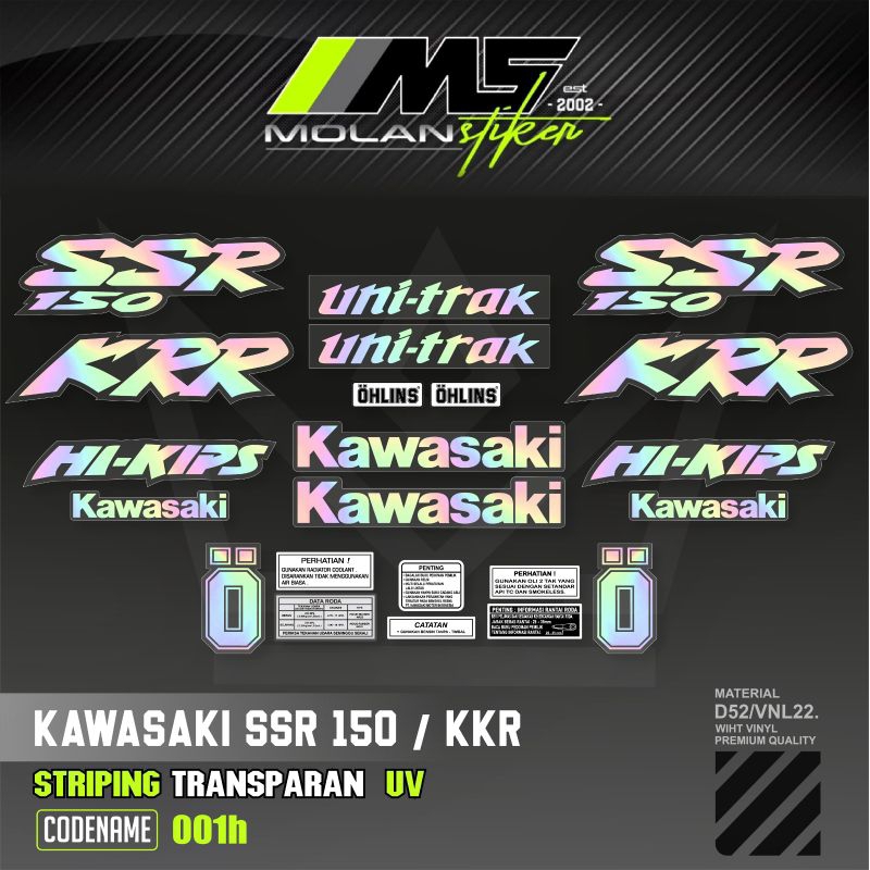 KAWASAKI Decal Sticker Striping Transparent UV for Ninja SSR 150 ...